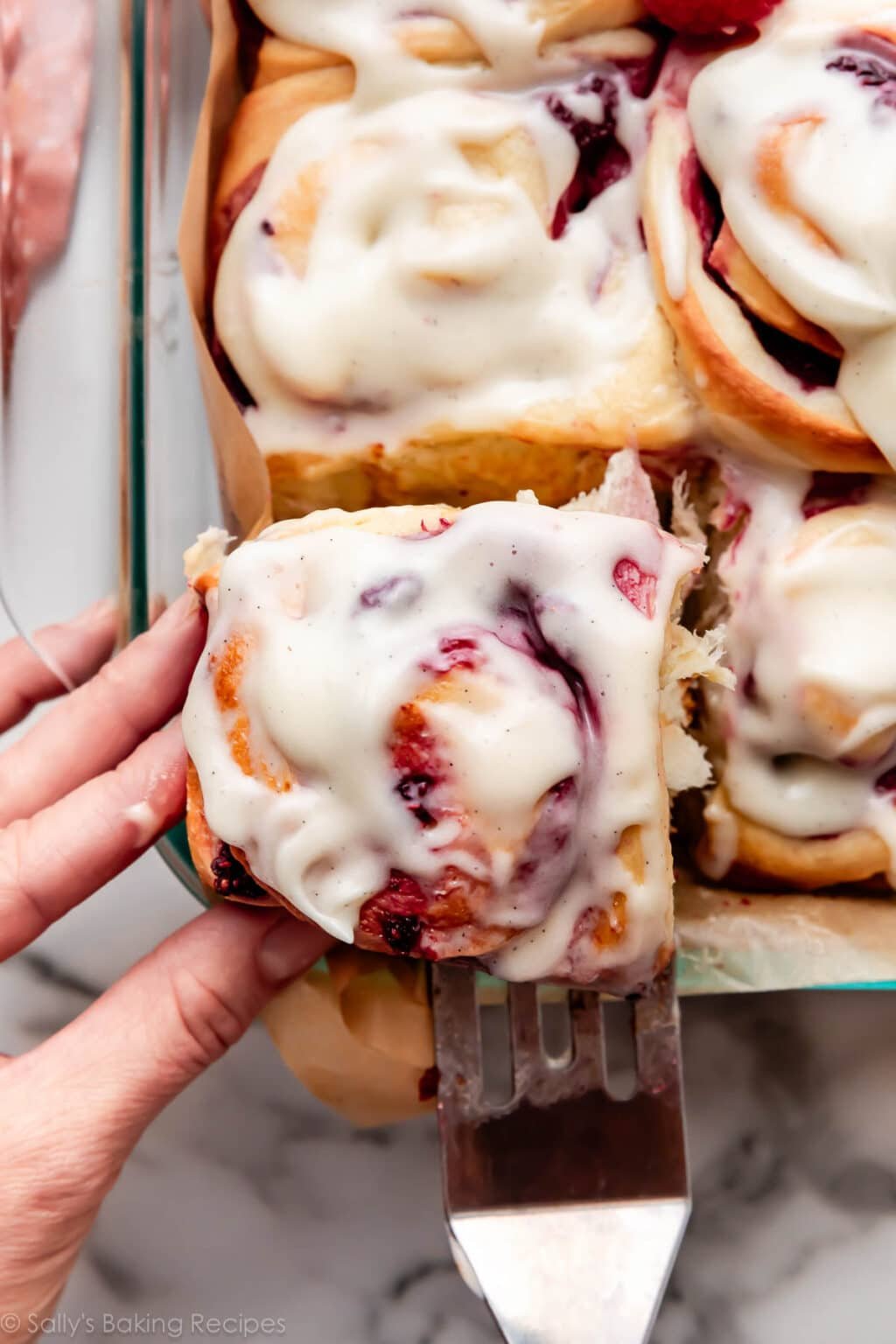 Raspberry Sweet Rolls with Cream Cheese Icing - Sally's Baking