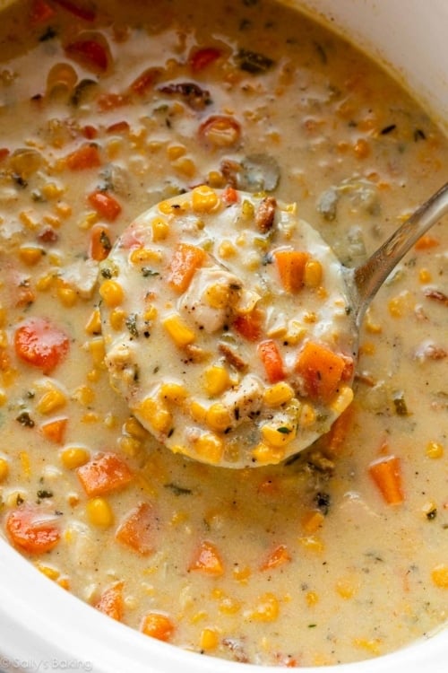 Slow Cooker Creamy Chicken & Corn Soup - Sally's Baking