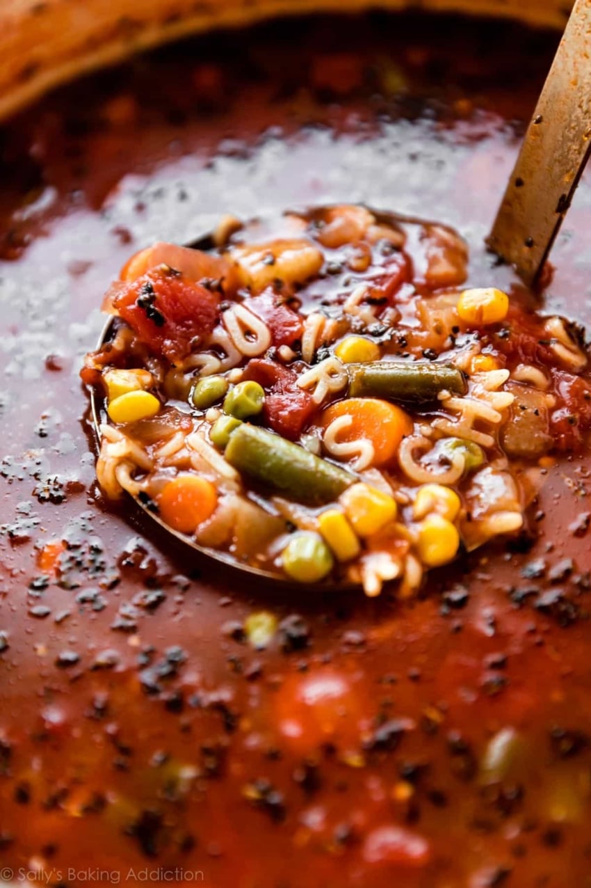 Homemade Alphabet Vegetable Soup - Sally's Baking