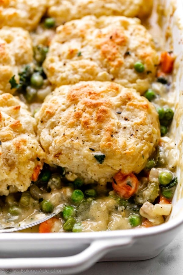 Biscuit & Vegetable Pot Pie (Casserole) - Sally's Baking
