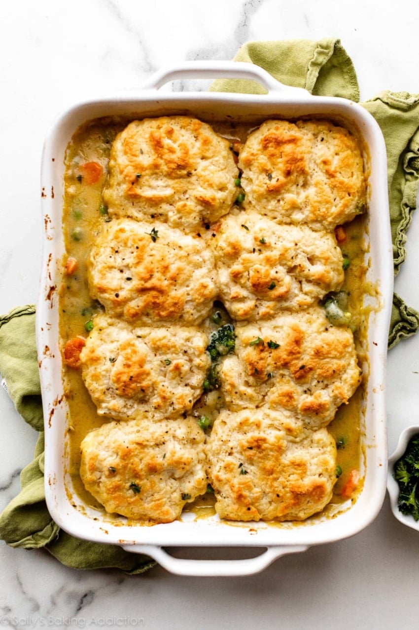 Biscuit & Vegetable Pot Pie (Casserole) - Sally's Baking