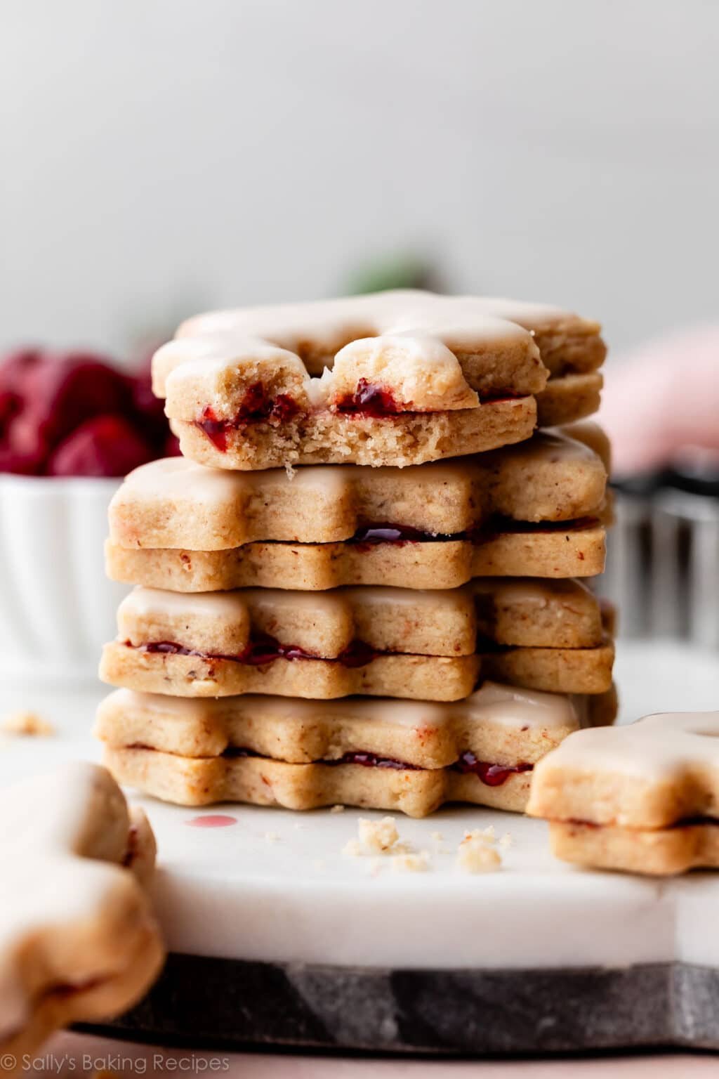 Iced Cherry Almond Linzer Cookies - Sally's Baking