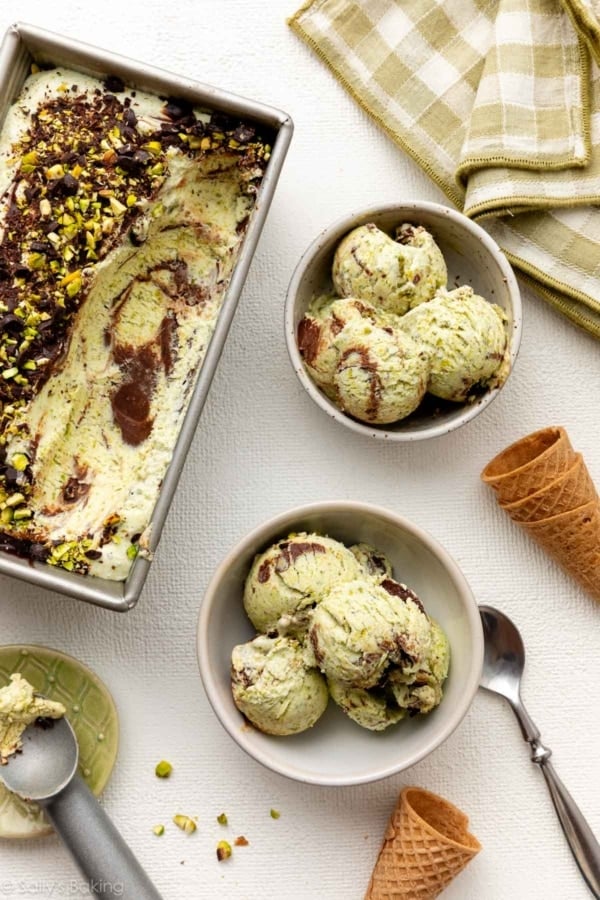 Chocolate Swirl Pistachio Ice Cream - Sally's Baking