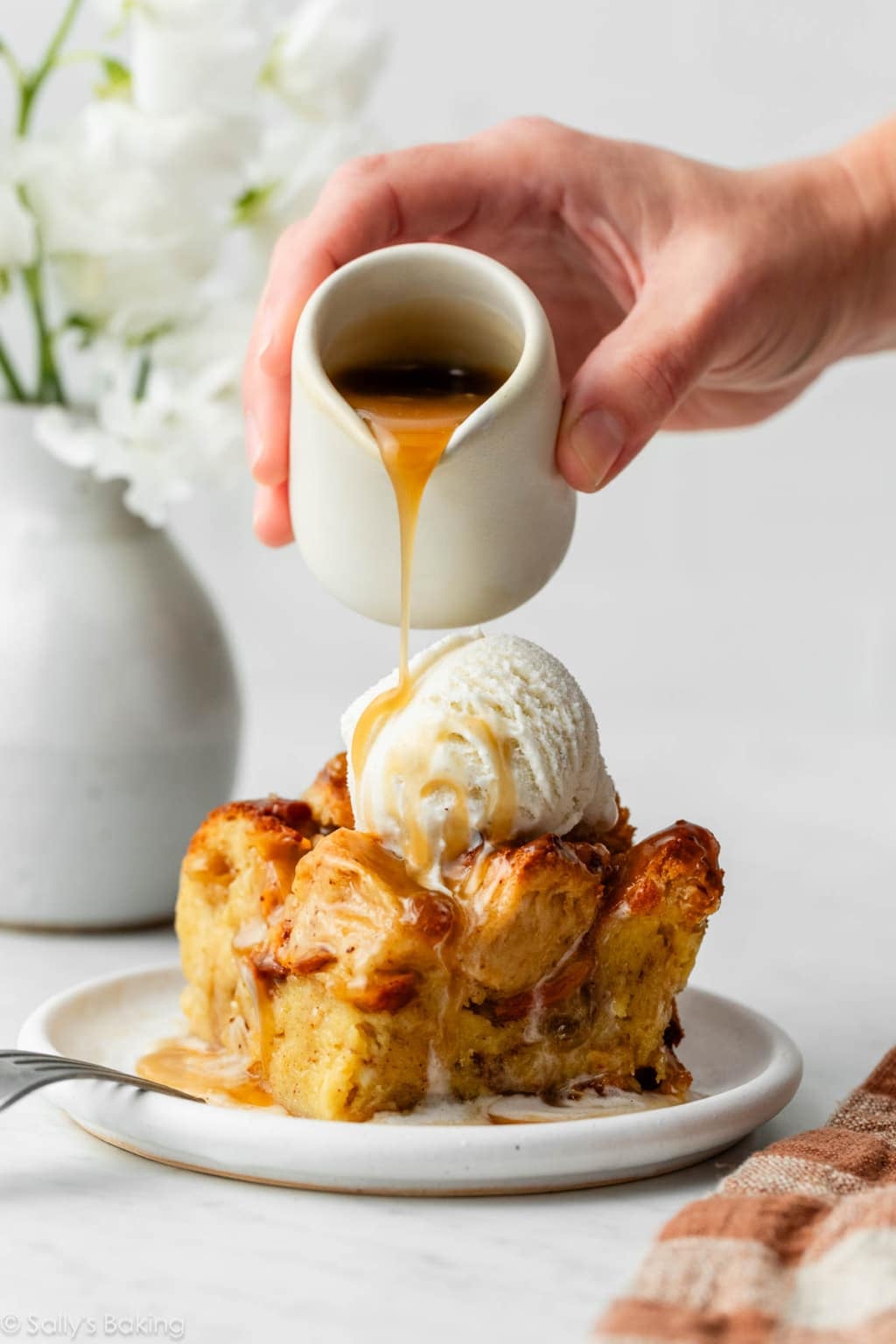 Bread Pudding with Butter Rum Sauce - Sally's Baking