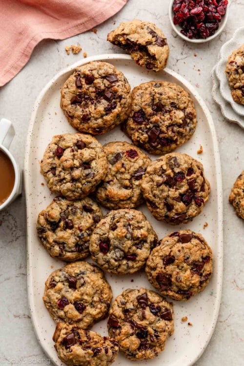 Big Fat Dark Chocolate Cranberry Oatmeal Cookies - Sally's Baking